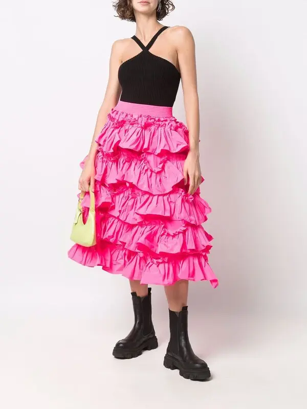 Red Valentino A-line Ruffled Skirt - Pink