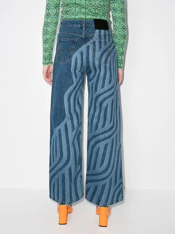 Ahluwalia Laser-print Wide-leg Jeans