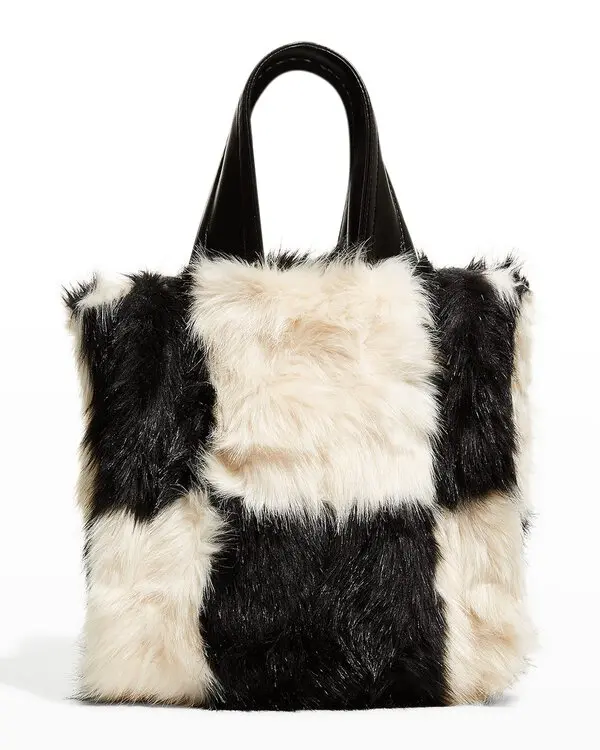 STAND STUDIO Lucille Bicolor Faux-fur Tote Bag