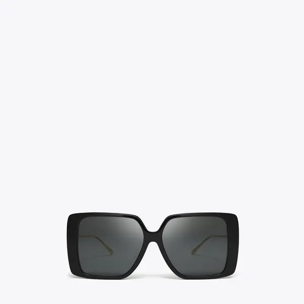 Tory Burch Miller Oversized Square Sunglasses - Black/dark Grey
