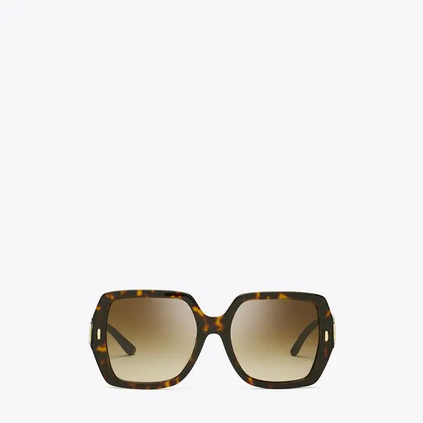 Tory Burch Miller Oversized Square Sunglasses - Dark Tortoise/brown Gradient