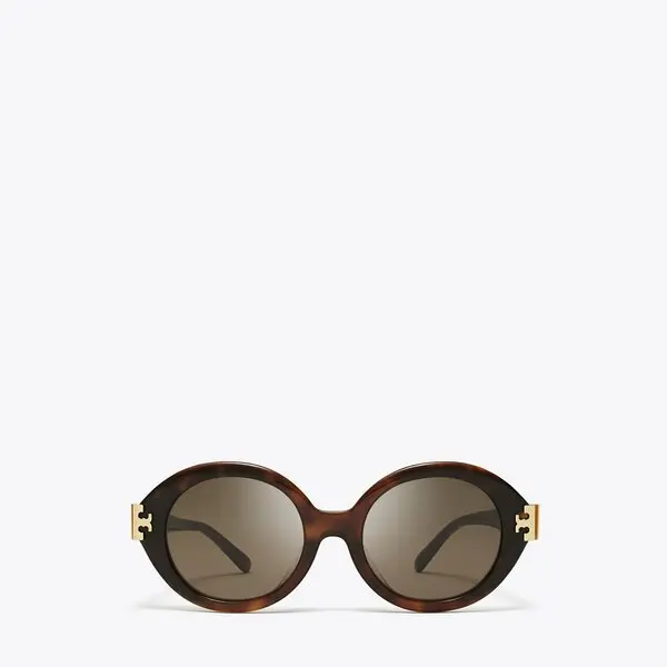 Tory Burch Eleanor Oval Sunglasses - Gradient Tortoise/dark Brown