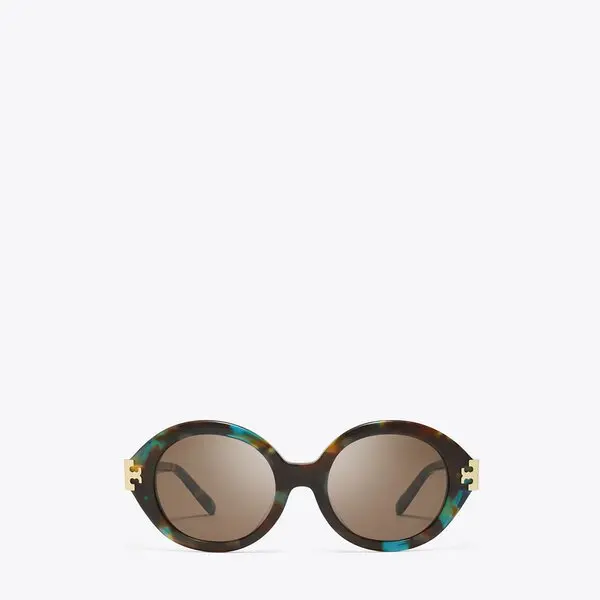 Tory Burch Eleanor Oval Sunglasses - Jade Spotted/brown