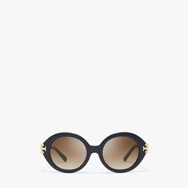 Tory Burch Eleanor Oval Sunglasses - Navy/brown Gradient