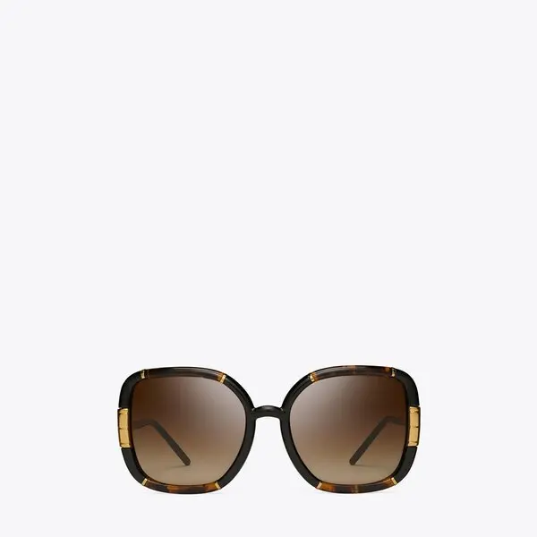 Tory Burch Eleanor Oversized Square Sunglasses - Dark Tortoise/black