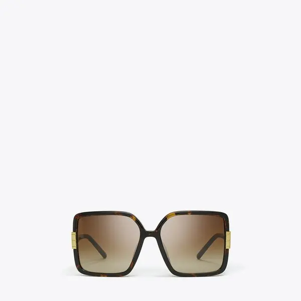Tory Burch Eleanor Oversized Square Sunglasses - Tortoise/light Brown Gradient