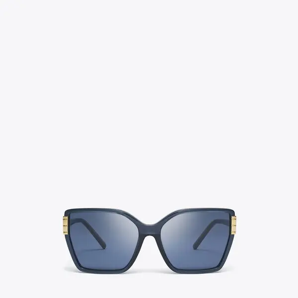 Tory Burch Eleanor Oversized Square Sunglasses - Transparent Navy/dark Blue