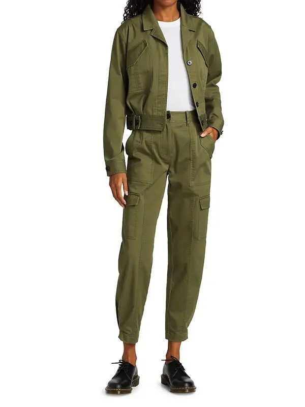 Derek Lam 10 Crosby Elian Mid-rise Stretch Cargo Pants - Fatigue