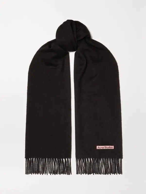 Acne Studios Fringed Wool Scarf - Black