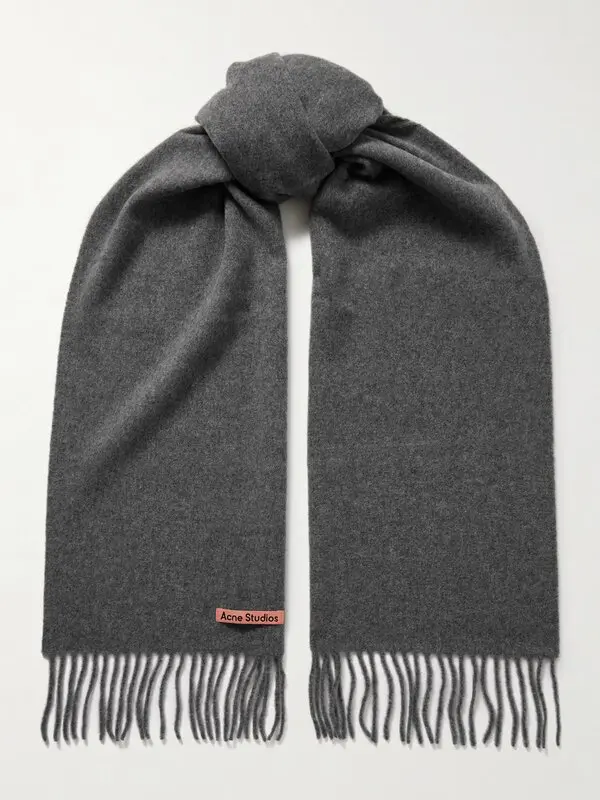 Acne Studios Fringed Wool Scarf - Gray