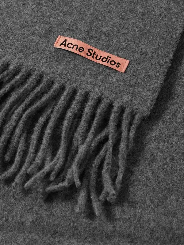 Acne Studios Fringed Wool Scarf - Gray