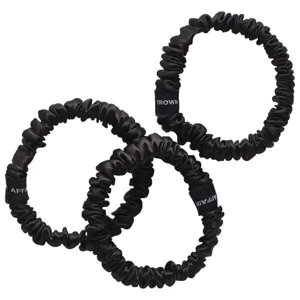 CROWN AFFAIR Silk Scrunchies Set No. 001 - Noir