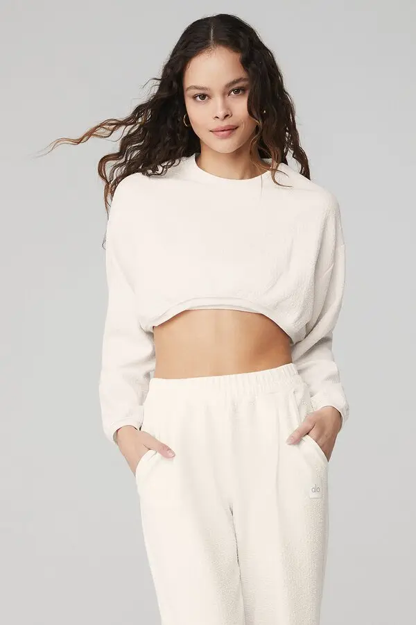 Alo Yoga Cropped Tailored Crew Neck Sweatshirt