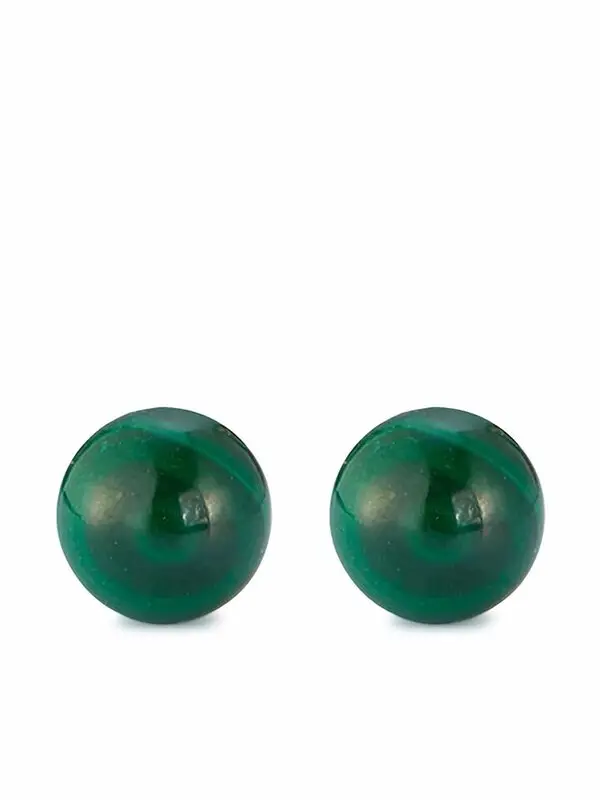 Mateo 14kt Yellow 6mm Malachite Stud Earrings - Gold