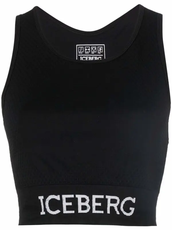 Iceberg Logo Print Cropped Tank Top
