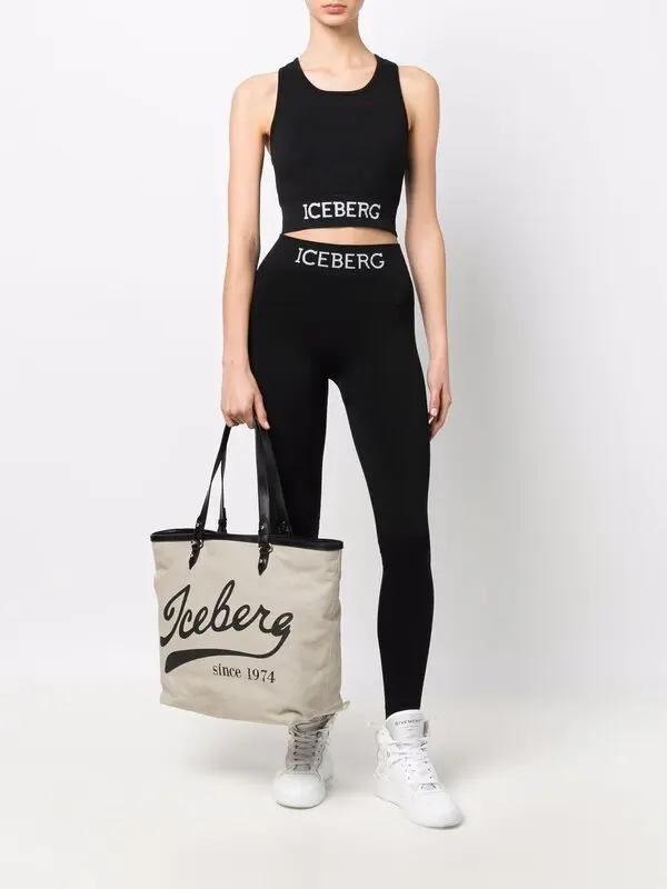 Iceberg Logo Print Cropped Tank Top