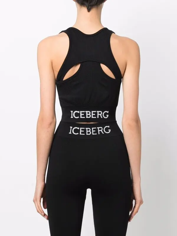 Iceberg Logo Print Cropped Tank Top
