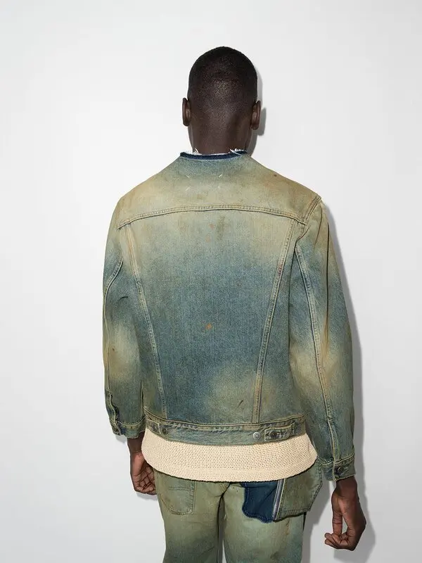 MAISON MARGIELA Raw-cut Collar Denim Jacket - Neutrals