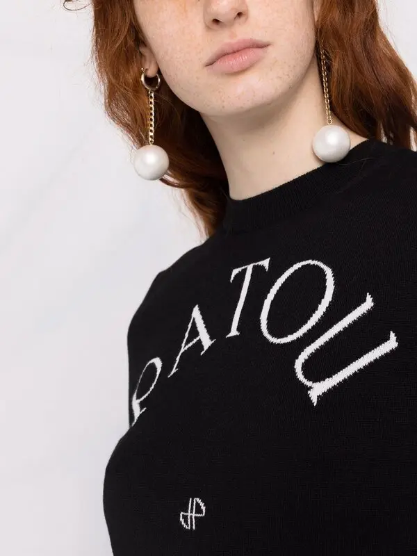 Patou Logo-Jacquard Knit Top - Black | Editorialist