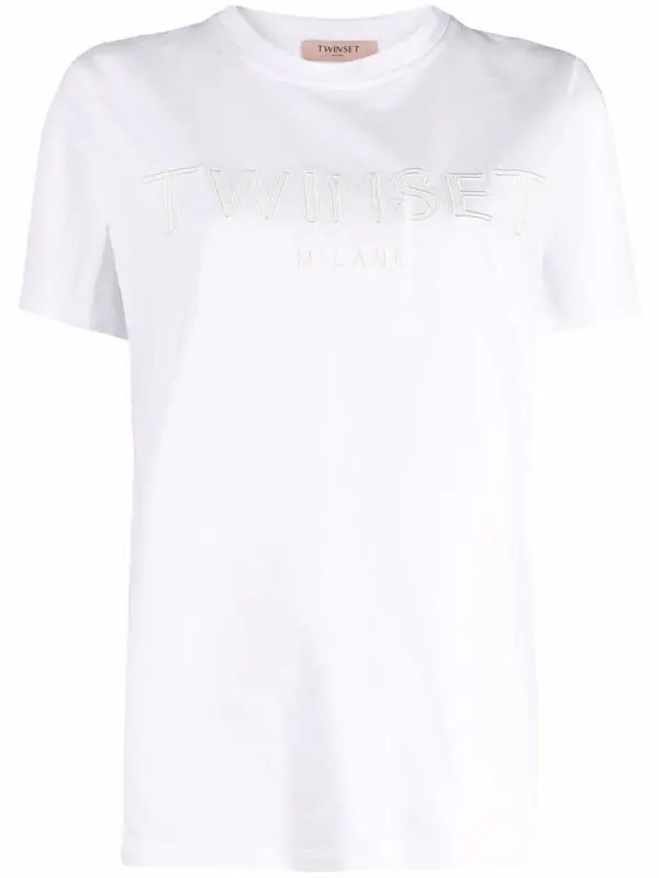 TWINSET Logo Embroidered T-shirt - White