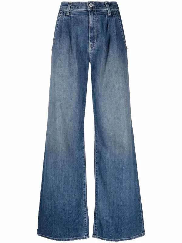 NILI LOTAN Bleach-effect Wide Leg Jeans