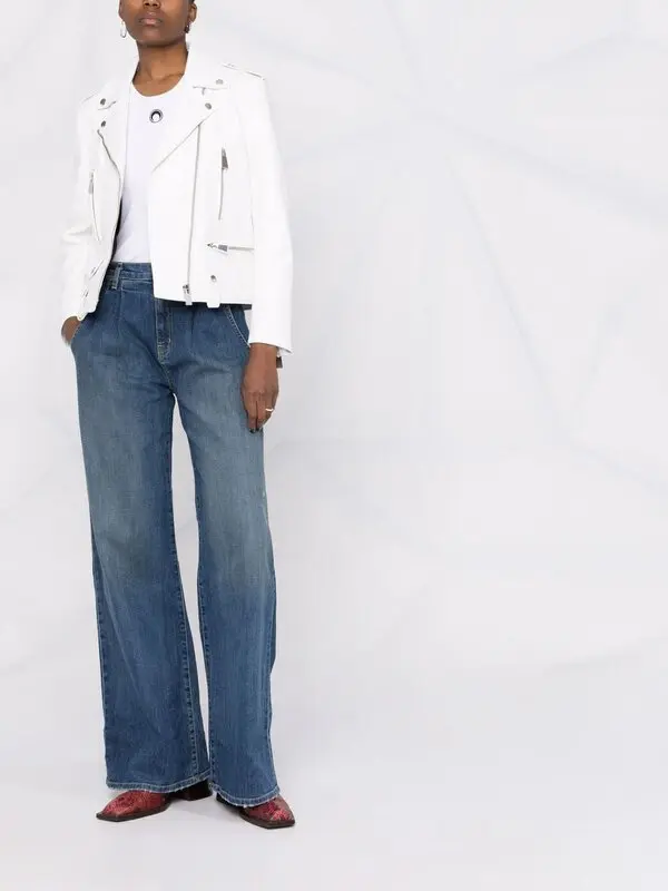 NILI LOTAN Bleach-effect Wide Leg Jeans