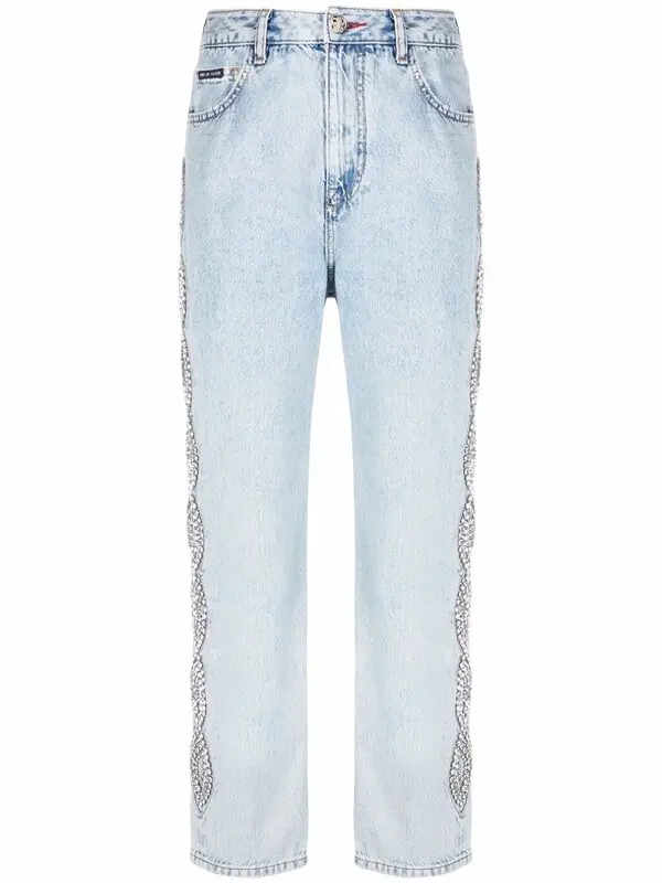 Philipp Plein Crystal Embellished Boyfriend Jeans