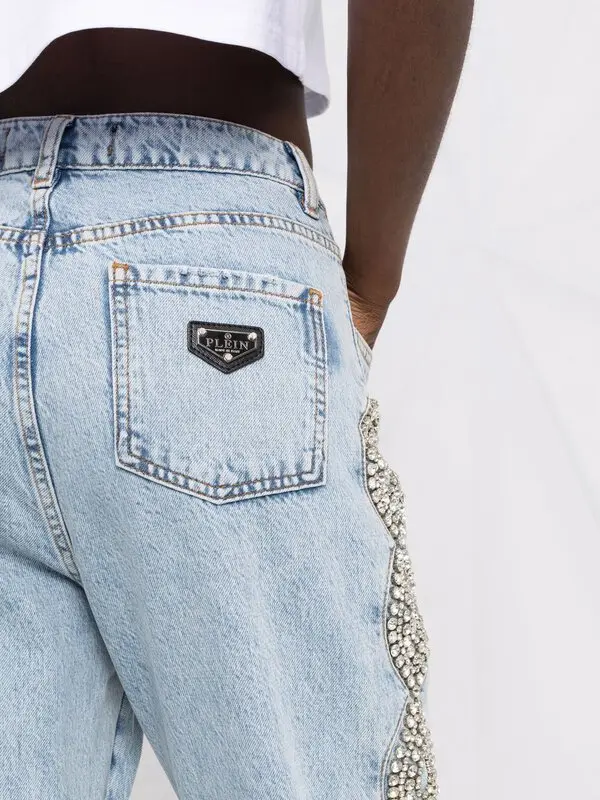 Philipp Plein Crystal Embellished Boyfriend Jeans