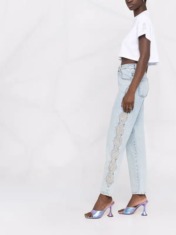 Philipp Plein Crystal Embellished Boyfriend Jeans