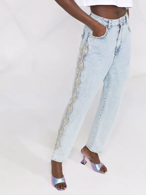 Philipp Plein Crystal Embellished Boyfriend Jeans