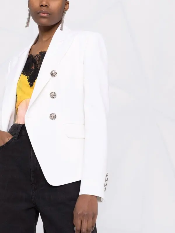 Philipp Plein Double-breasted Fitted Blazer - White