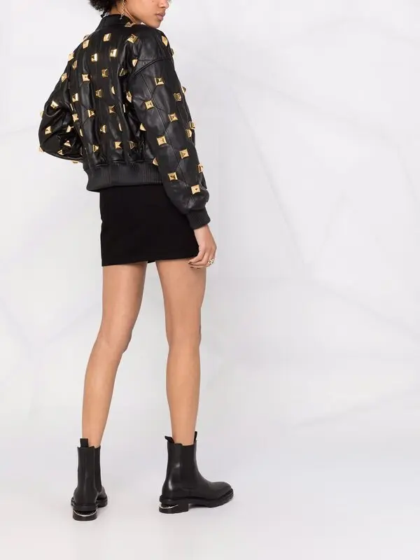 Philipp Plein Studded Quilted Bomber Jacket - Black