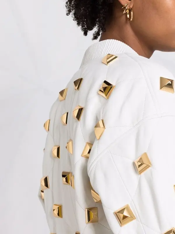 Philipp Plein Studded Quilted Bomber Jacket - White