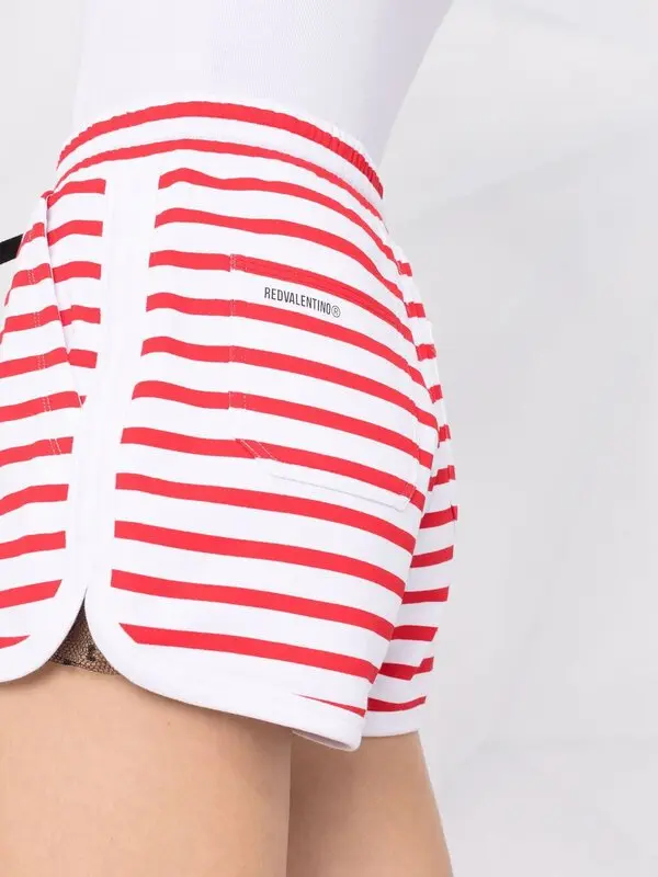 Red Valentino Drawstring-waist Striped Shorts - White