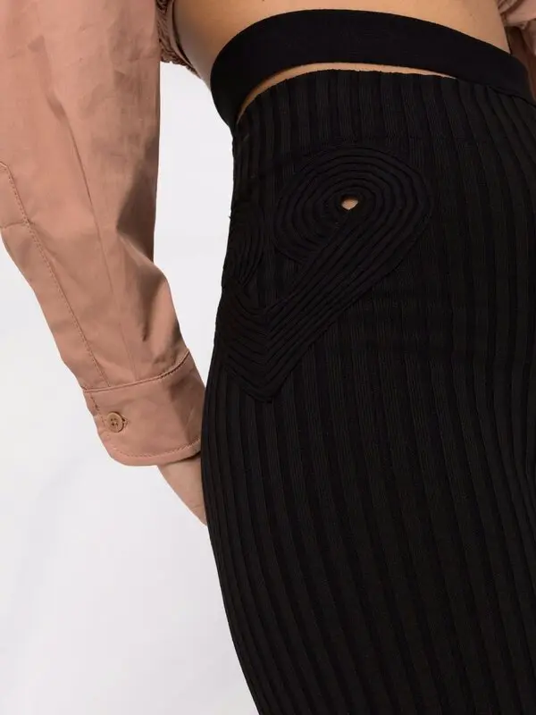 ANDREĀDAMO Ribbed-knit Bootcut Trousers - Black
