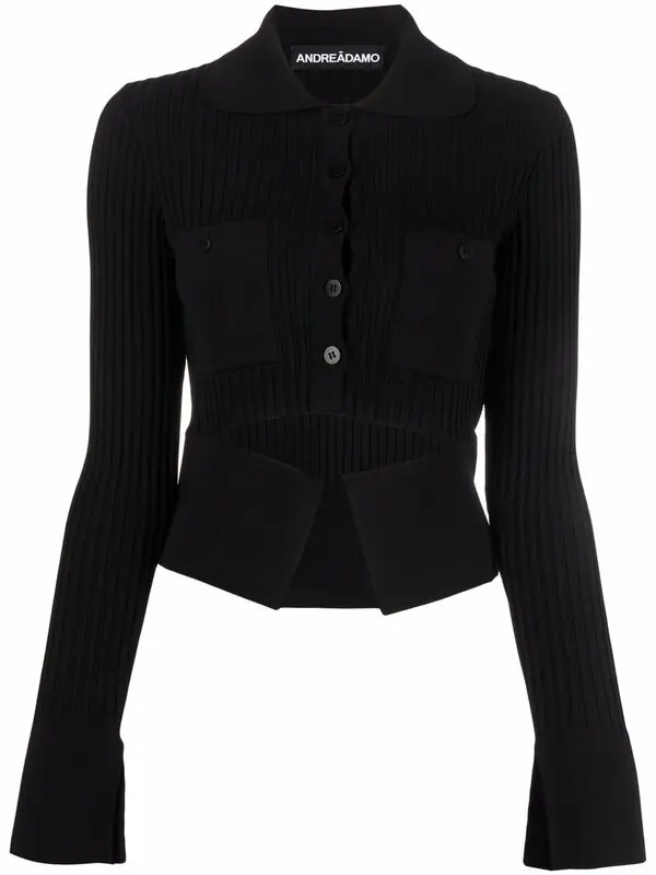 ANDREĀDAMO Ribbed Buttoned Knit Top