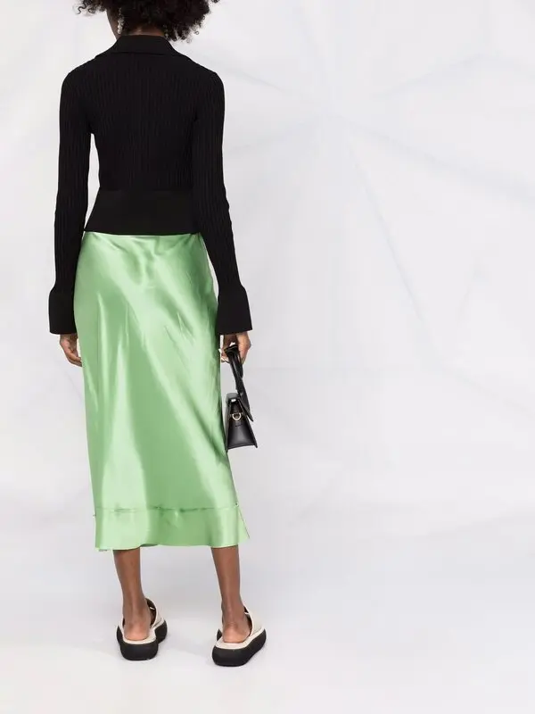 ANDREĀDAMO Ribbed Buttoned Knit Top