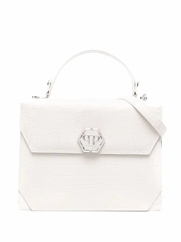 Philipp Plein Big Handle Hexagon Bag - White