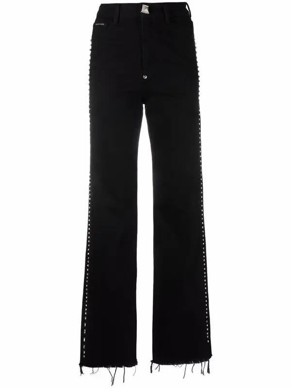 Philipp Plein Crystal-embellished Wide Leg Jeans