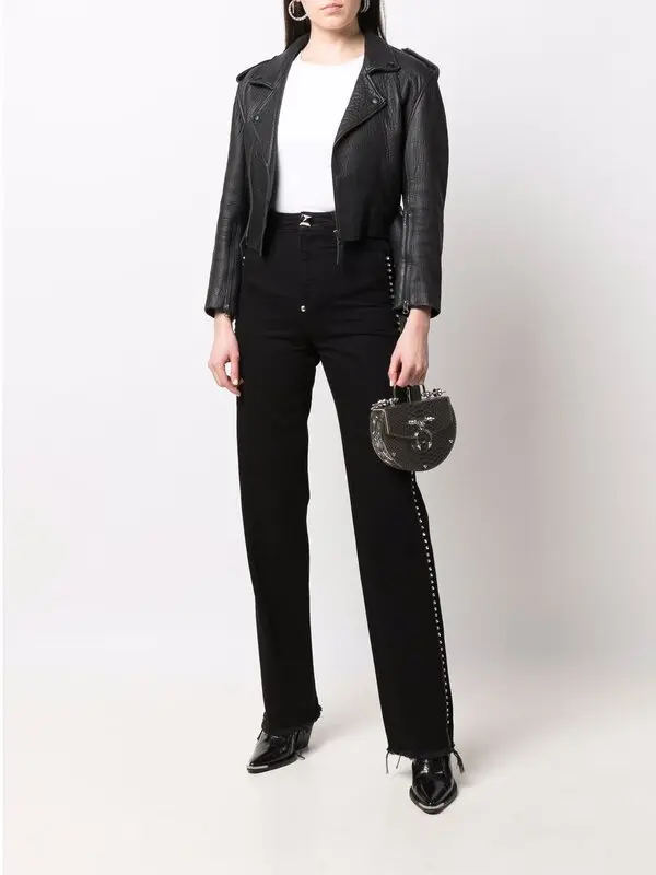 Philipp Plein Crystal-embellished Wide Leg Jeans