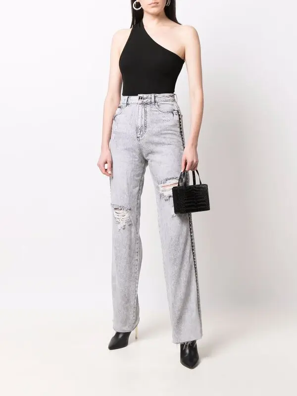 Philipp Plein Crystal Ripped Straight Jeans