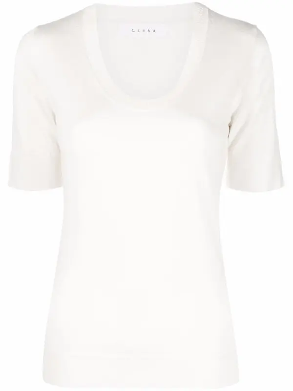 LISKA Round-neck Knitted Top - White