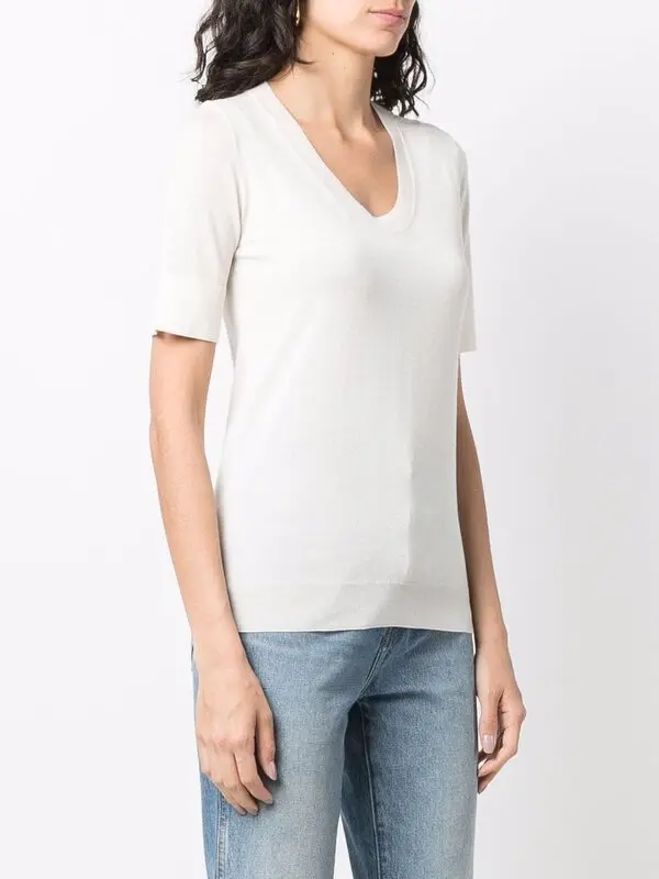 LISKA Round-neck Knitted Top - White