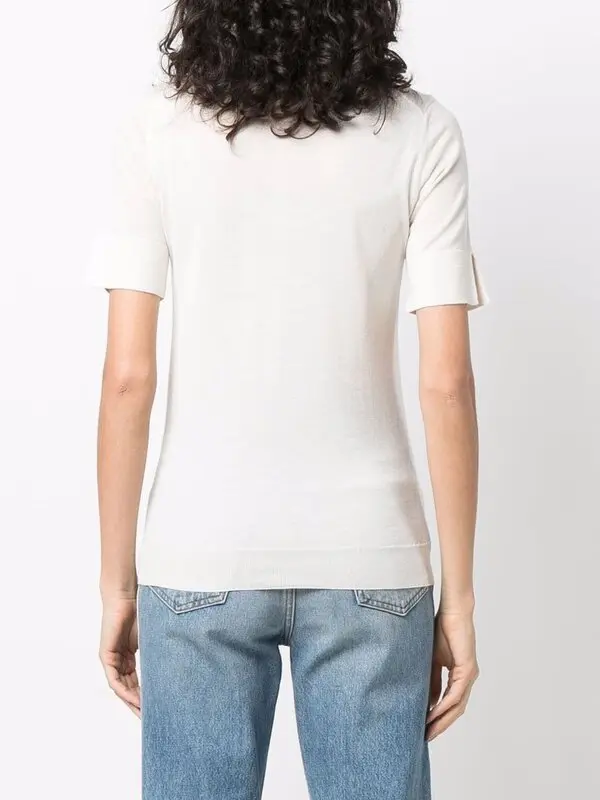 LISKA Round-neck Knitted Top - White