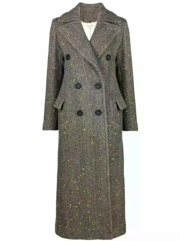 GOLDEN GOOSE Berhen Long Herringbone Coat - Brown
