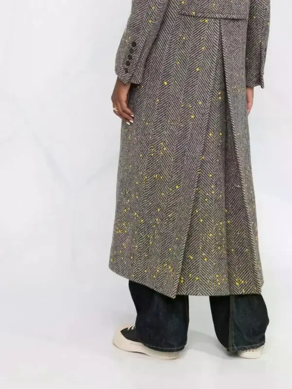 GOLDEN GOOSE Berhen Long Herringbone Coat - Brown