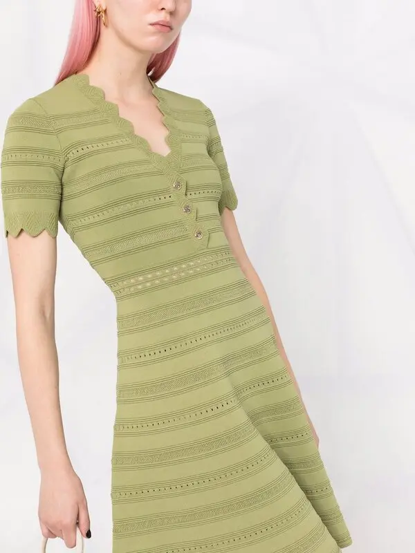 Sandro Knitted-Stripe Dress In Green - 40% Off | Editorialist