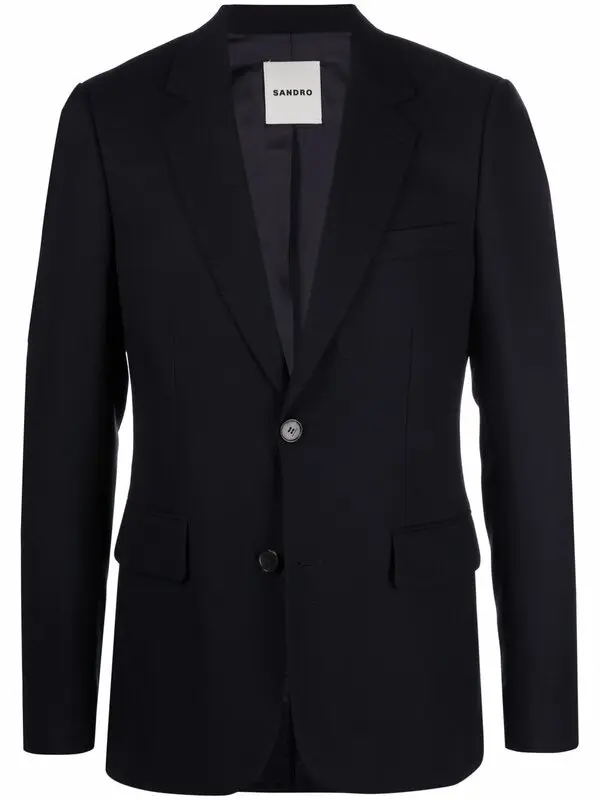 Sandro Wool Suit Jacket - Blue