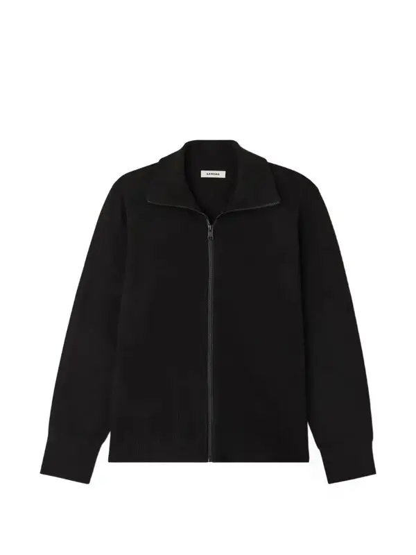 Sandro Zip-up Wool Blend High Neck Cardigan - Black