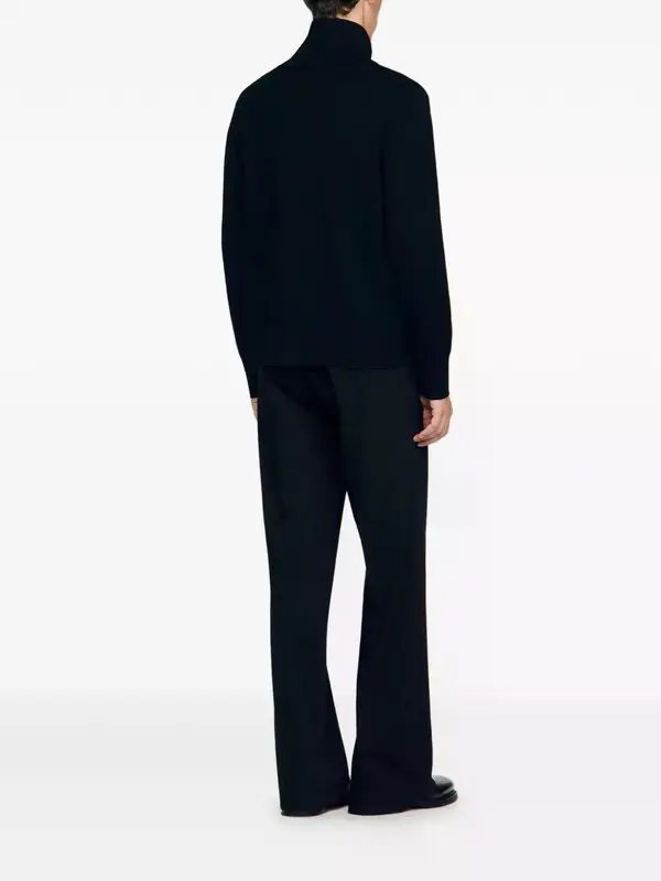 Sandro Zip-up Wool Blend High Neck Cardigan - Black